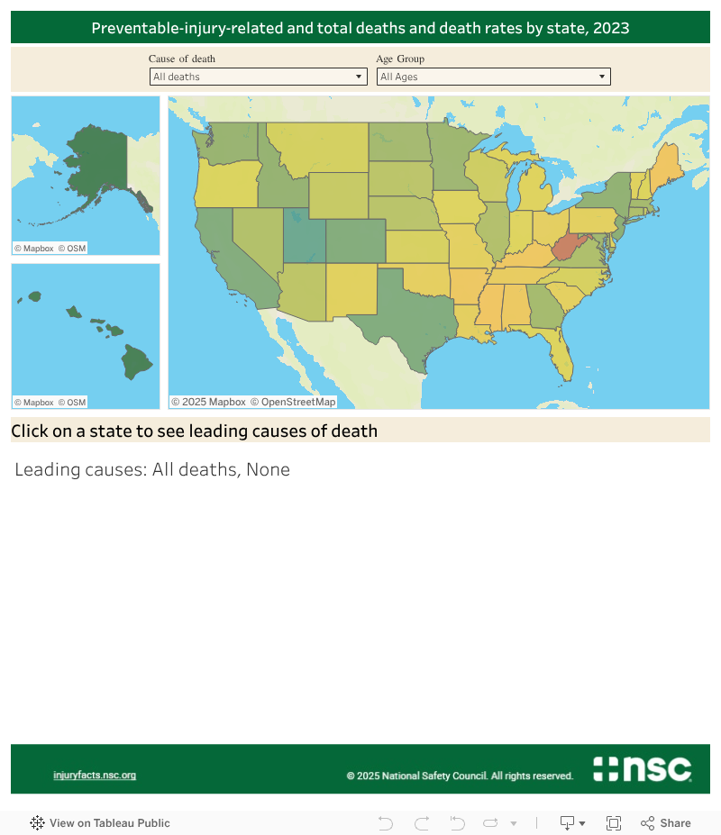 Deaths by State - Injury Facts