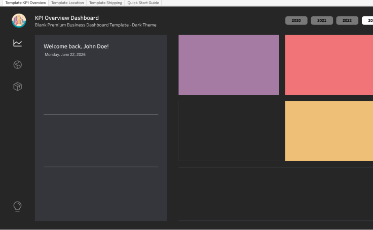 Workbook thumbnail, Blank Premium Business Dashboard Template - Dark Theme