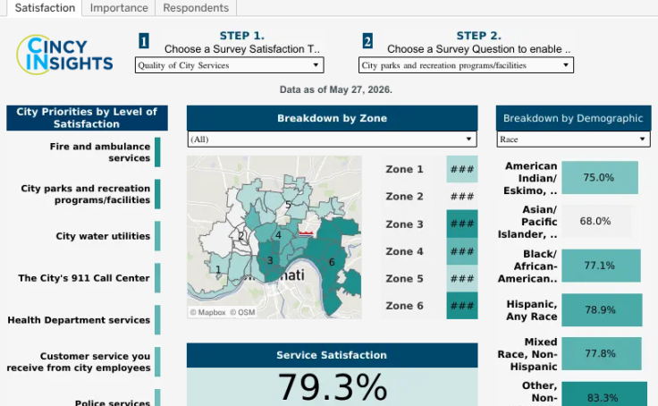 Workbook thumbnail, Cincinnati Community Perceptions Survey Dashboard