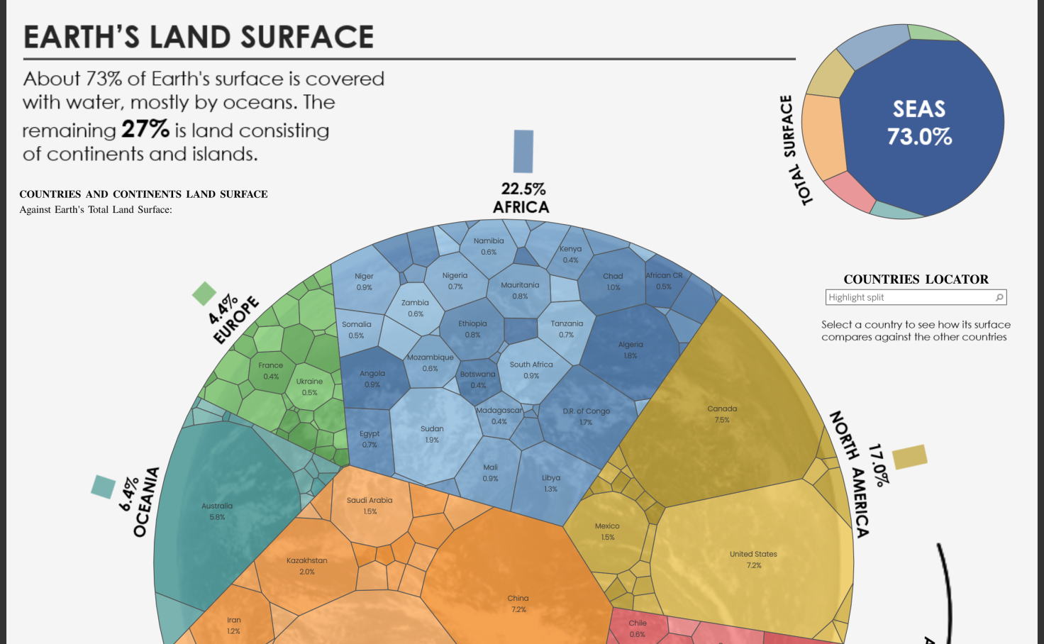 Earth's Land Surface (A Voronoi World) | Tableau Public