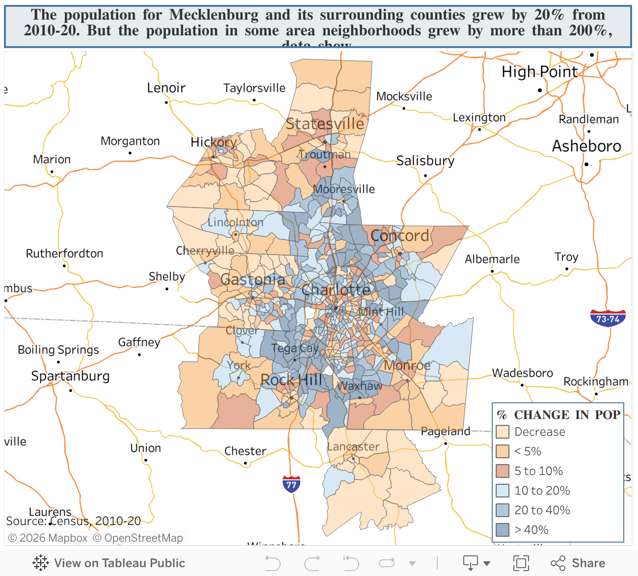 Charlotte area US Census tracts show big population growth | Charlotte ...