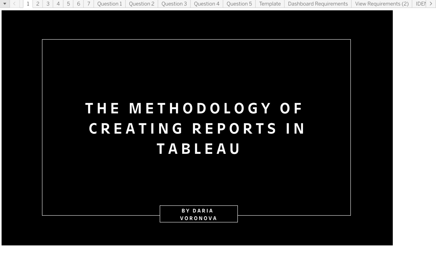 The Methodology of creating reports in Tableau | Tableau Public