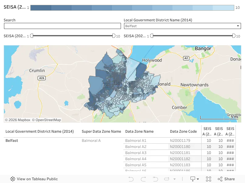Socioeconomic Index for Small Areas (SEISA) - Northern Ireland map 2021 ...