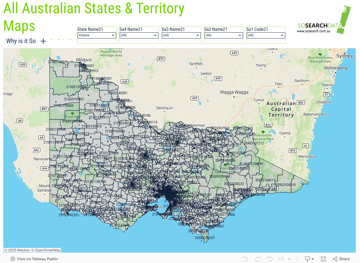 SA1, SA2, SA3, SA4 Printable Maps - SoSearch