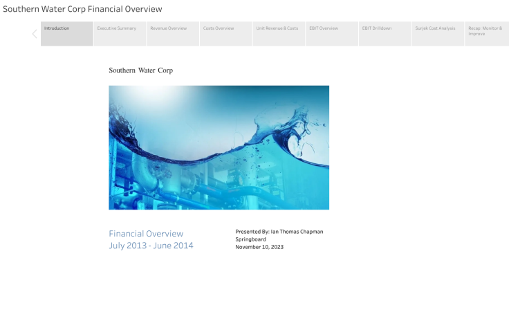 Workbook thumbnail, Southern Water Corp Financial Summary
