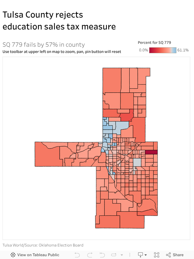 Tulsa County precinct level map of State Question 779 results ...
