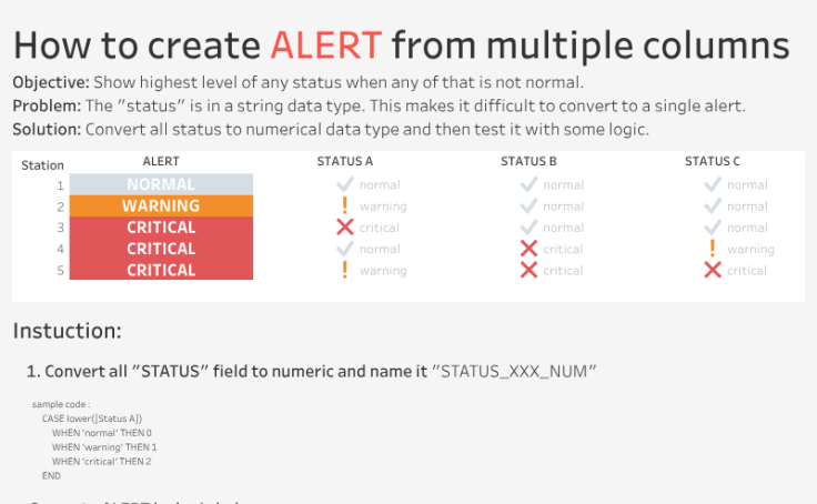 Workbook: How to create ALERT from multiple columns