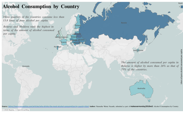 Workbook: MakeoverMonday/2019Week 26: Alcohol Consumption by Country