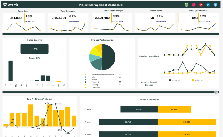 Workbook: Project Performance dashboard