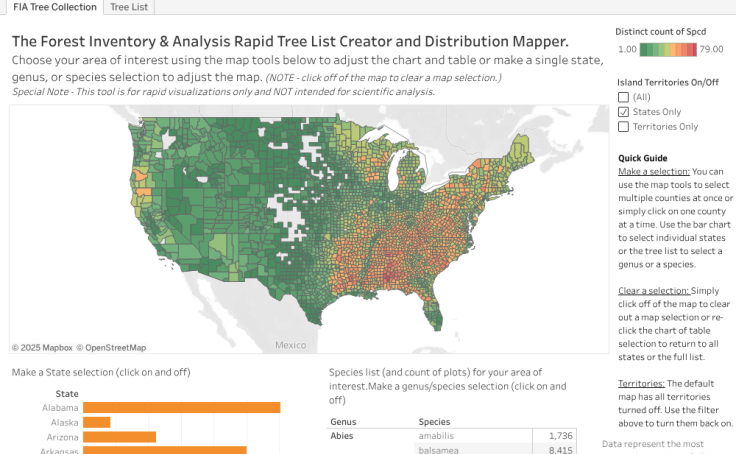 Workbook: USFS FIA Tree List App