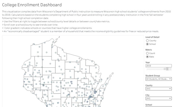 Workbook: WI College Enrollment Dashboard